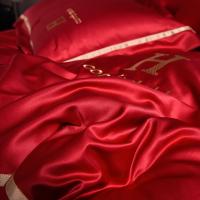 China Luxury Embroidered Washing Silk Bedding Set with Polyester Material and Customized Logo for sale