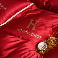 China Luxury Embroidered Washing Silk Bedding Set with Polyester Material and Customized Logo for sale