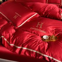 China Luxury Embroidered Washing Silk Bedding Set with Polyester Material and Customized Logo for sale