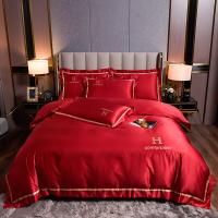 China Home Hotel Wedding Luxury Solid Color Duvet Cover Sheet Pillowcase Bedding Set for sale