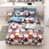 China Polyester Cartoon Simple 4 Pcs Bedding Sheet Set Duvet Cover Pillowcase Wedding Bedding for sale