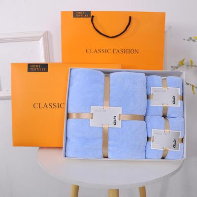 China Customized Printing Designs Pure Cotton Bath Towel Three Piece Set in Rectangle Shape for sale