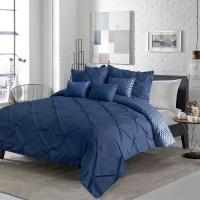 China Popularity Stock 90GSM 3 Pieces Pintuck Cover Soft Microfiber Bedding Set All-Season Customized Zipper Closure for sale