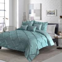 China Popularity Stock 90GSM 3 Pieces Pintuck Cover Soft Microfiber Bedding Set All-Season Customized Zipper Closure for sale