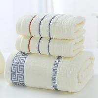 China White Plain Forged Cotton Washcloth Bath Towel Absorbent 3-Piece Gift Box with Return Gift Cover for sale