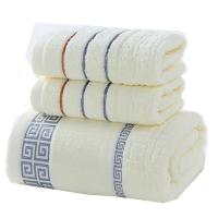 China White Plain Forged Cotton Washcloth Bath Towel Absorbent 3-Piece Gift Box with Return Gift Cover for sale
