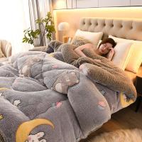 China Customised Size Lamb Fleece Milk Velvet Quilt Thickened Super Warm Winter Bedding Set for sale