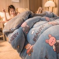China Customised Size Lamb Fleece Milk Velvet Quilt Thickened Super Warm Winter Bedding Set for sale