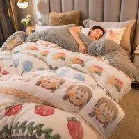 China Customised Size Lamb Fleece Milk Velvet Quilt Thickened Super Warm Winter Bedding Set for sale