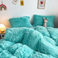 China Hot Blue Luxury Shaggy Flanell Mink Velvet Bedding Set for All-Groups in Autumn Winter for sale