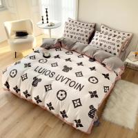 China Popularity Cotton 4-In-1 Bedding Set Brown White King Size Duvet Cover Bed Sheet for sale
