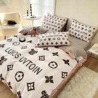 China Popularity Cotton 4-In-1 Bedding Set Brown White King Size Duvet Cover Bed Sheet for sale