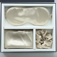 China Luxury Sleep Black Silk Eye Mask Custom LOGO OEM/OEM 100% Silk Pillow Case Set Black for sale