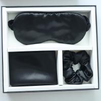 China Luxury Sleep Black Silk Eye Mask Custom LOGO OEM/OEM 100% Silk Pillow Case Set Black for sale