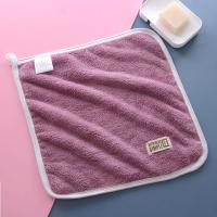 China Dark Coral Plush Thickened Facial Cleansing and Beauty Edging Small Square Scarf Gift for sale