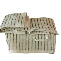 China Add a Touch of Style to Your Bath with Multicolor Pinstripe Pattern Cotton Towel Set for sale