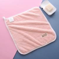 China Dark Coral Plush Thickened Facial Cleansing and Beauty Edging Small Square Scarf Gift for sale