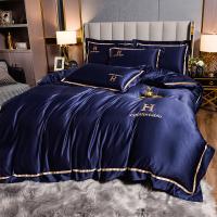 China Custom Embroidered Polyester Silky Bedding Set for end Luxury Bedroom in Modern Style for sale