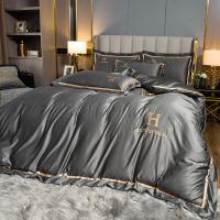 China Custom Embroidered Polyester Silky Bedding Set for end Luxury Bedroom in Modern Style for sale