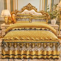 China 4 Pcs Winter Bed Spreads Cover Skirt Set with Embroidery of 100% Polyester Material for sale