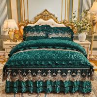 China 4 Pcs Winter Bed Spreads Cover Skirt Set with Embroidery of 100% Polyester Material for sale