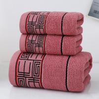 China Quick Drying Shower Towel Gift Set with Striped Pattern and 100% Cotton Dark Towels for sale