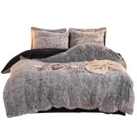China Home Hotel Wedding Rainbow Color Faux Fur Velvet Fluffy Plush Soft Bedding Set 4 Pieces for sale