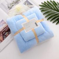 China Home Hostel density Coral Velvet Bath Towel Set Soft and Absorbent with Plain Lace for sale