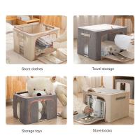 China 66L Large Capacity Folding Cotton Linen Household Quilt Clothing Collapsible Dustproof Cover Storage Box Organizer for sale