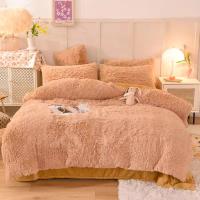 China Rainbow Color Bed Sets Fur Velvet Fluffy Plush Soft Luxury Bedding Sheet Set of 4 Pcs for sale