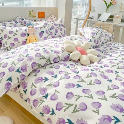 China 2024 Trend Simple Skin-Friendly Cotton Four-Piece Set for a Natural and Organic Bed for sale