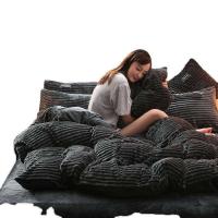 China Single Bedding Set 4 Pcs Flannel Duvet Cover Flat Sheet Pillow Cases Sustainable Queen King Size for sale