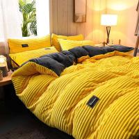 China Single Bedding Set 4 Pcs Flannel Duvet Cover Flat Sheet Pillow Cases Sustainable Queen King Size for sale
