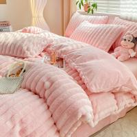 China Hot Furry Design Rabbit Faux Fur Fluffy Plush Warm Duvet Cover Set Four-piece Bedding Set for sale