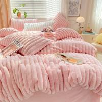 China Hot Furry Design Rabbit Faux Fur Fluffy Plush Warm Duvet Cover Set Four-piece Bedding Set for sale