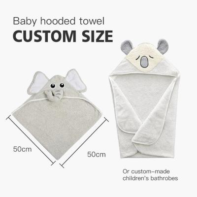 China Knitted Baby Cape Bath Towel with Customized Logo and Adorable Elephant Print Design for sale