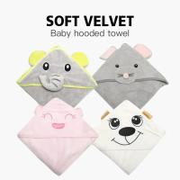 China Knitted Baby Cape Bath Towel with Customized Logo and Adorable Elephant Print Design for sale