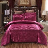 China 200TC Brocade Jacquard Satin Fabric 3-Piece Set for 1.8m Bed Duvet Cover Bed Sheets Quilt for sale