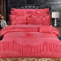 China 200TC 100% Cotton Bed Sheet Quilt Cover Bed Skirt Set for European and American Style for sale