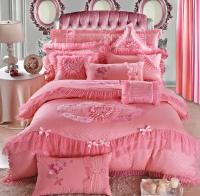 China 200TC 100% Cotton Bed Sheet Quilt Cover Bed Skirt Set for European and American Style for sale