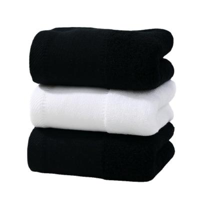 China Home Hotel Traveling Spa Pure Cotton Towel with Custom Logo Printing White Black for sale