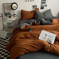 China 4-piece Duvet Cover Set Solid Color Washed Cotton Bedding Set for Adult and Child for sale