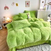 China 2023 Shaggy Warm Mink Velvet Crystal Bedding Solid Duvet Cover for 1.5m 5 feet Bed 4 Pcs for sale