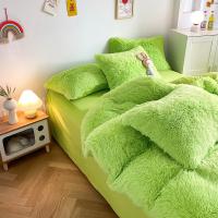 China 2023 Shaggy Warm Mink Velvet Crystal Bedding Solid Duvet Cover for 1.5m 5 feet Bed 4 Pcs for sale