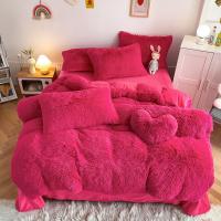 China Color Solid Pattern Type Luxury Shaggy Warm Mink Velvet Crystal Bedding Set for Winter for sale