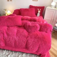China Color Solid Pattern Type Luxury Shaggy Warm Mink Velvet Crystal Bedding Set for Winter for sale