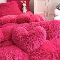 China Color Solid Pattern Type Luxury Shaggy Warm Mink Velvet Crystal Bedding Set for Winter for sale