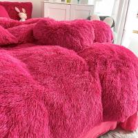 China Color Solid Pattern Type Luxury Shaggy Warm Mink Velvet Crystal Bedding Set for Winter for sale