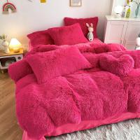 China Color Solid Pattern Type Luxury Shaggy Warm Mink Velvet Crystal Bedding Set for Winter for sale