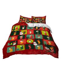 China 40 Fabric Count Christmas Decor Duvet Cover Santa Happy Gift 3D Digital Printing Red Comforter Bed Set for sale
